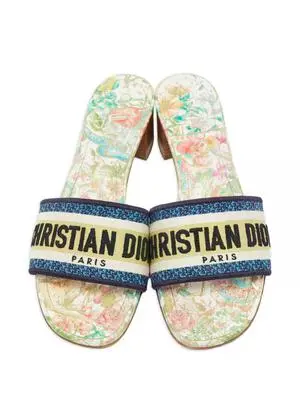 DIOR Christian Dior Dway Floral-Print Block Heel Sandals