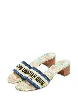 Dior Dway Floral-print Block Heel Sandals - Neutrals