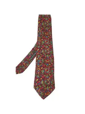Brioni Brioni Vintage Silk Graphic Motif Neck Tie Red