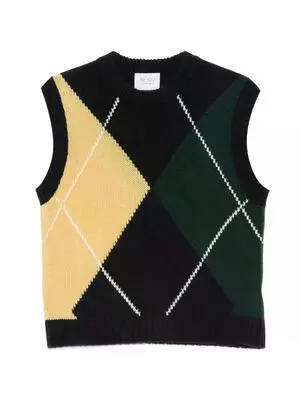 BEYOU Argyle Knit Sleeveless Vest
