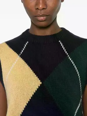 BEYOU Argyle Knit Sleeveless Vest