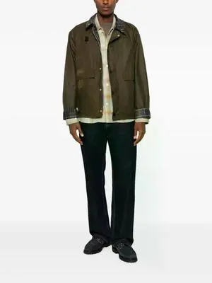 Barbour Waxed Jacket With Tartan Collar