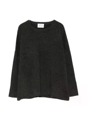 BEYOU Round-neck Drop-shoulder Sweater - Grey