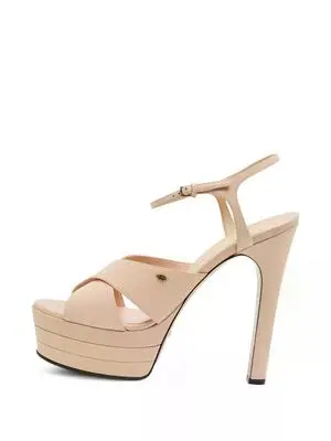Gucci Leather Platform Sandals With Buckle Fastening