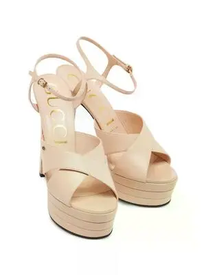 Gucci Leather Platform Sandals With Buckle Fastening