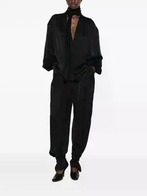 Andamane The Attico Pleated Ankle-tie Trousers - Black