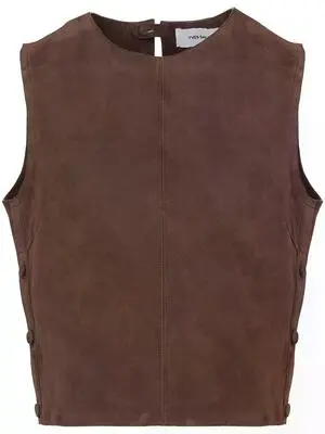 YVES SALOMON Sleeveless Suede Top - Brown