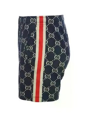 Gucci Gg Jacquard Web-stripe Shorts - Blue