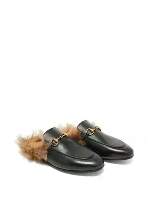 Gucci Princetown Horsebit Flat Mules With Shearling Lining