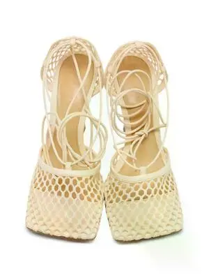 Bottega Veneta Cream Stretch Ankle Strap Pumps