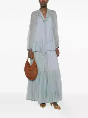 Chloé Fluid Silk Mousseline Maxi Dress - Blue