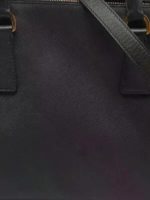 Prada Logo Plaque Double Zip Handbag - Black