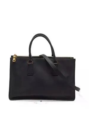 Prada Logo Plaque Double Zip Handbag - Black
