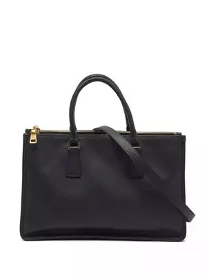 Prada Logo Plaque Double Zip Handbag - Black