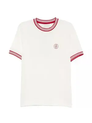 Drole De Monsieur Logo-embroidered Striped-trim T-shirt - White