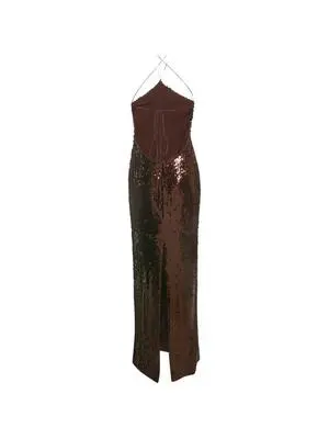 Magda Butrym Sequin-embellished Halter-neck Maxi Dress - Brown
