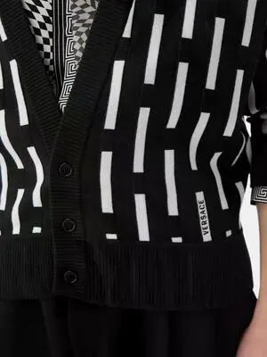 Versace Embroidered-logo Wool Knit Cardigan
