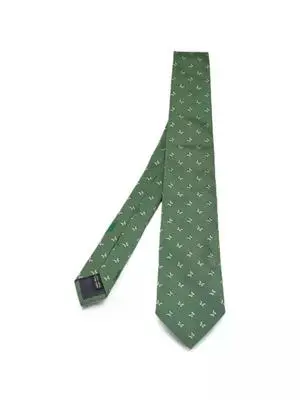 FERRAGAMO Butterfly-jacquard Tie - Green