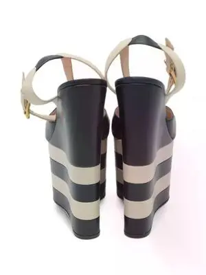 GUCCI Sally Striped Wedge Sandals