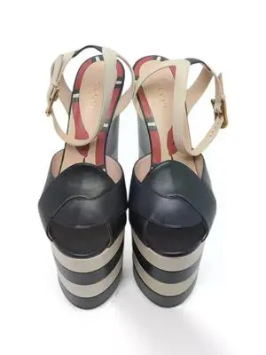 Gucci Sally Striped Wedge Sandals