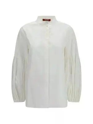 Max Mara Pleated Puff-sleeve Blouse