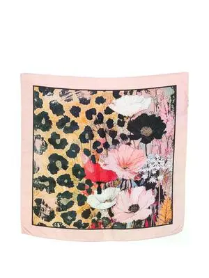D'ANIELLO Floral Leopard-print Scarf - Pink