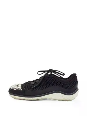 Miu Miu Crystal Embellished Mesh Sneakers - Black