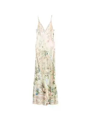 Camilla Floral Print Silk Maxi Dress - Pink