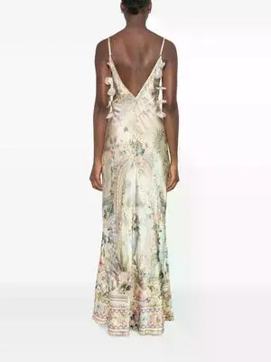 Camilla Floral Print Silk Maxi Dress - Pink
