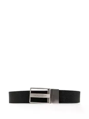 Emporio Armani Reversible Leather Belt With Rectangular Plaque Buckle - Blue