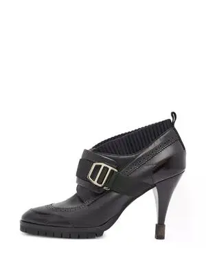Hermès Leather Ankle Boots With Metal Buckle