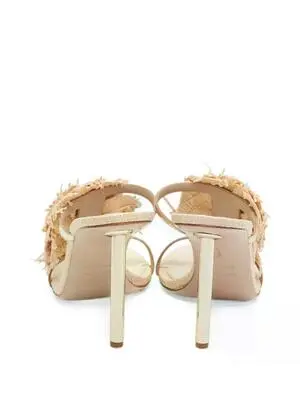 LE SILLA Rose Appliqué Raffia Stiletto Sandals