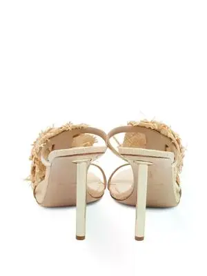 LE SILLA Rose Appliqué Raffia Stiletto Sandals