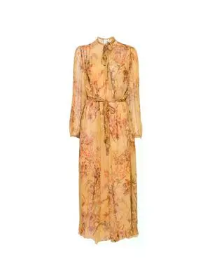 FORTE_FORTE Floral-print Tie-neck Maxi Dress