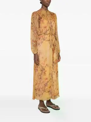 FORTE_FORTE Floral-print Tie-neck Maxi Dress