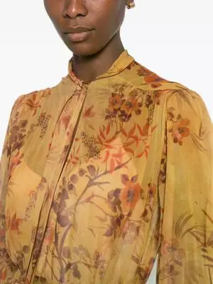 FORTE_FORTE Floral-print Tie-neck Maxi Dress