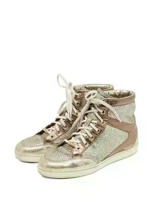JIMMY CHOO Glitter High-top Sneakers - Gold