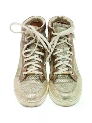 JIMMY CHOO Glitter High-top Sneakers - Gold