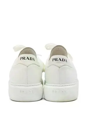 Prada Leather Logo Print Lace-up Sneakers