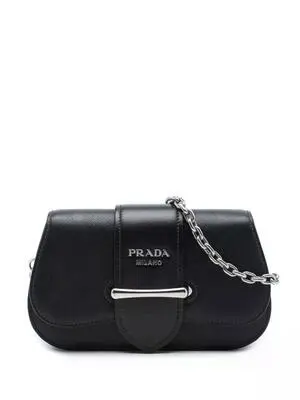 Prada Saffiano And City Calf Sidonie Crossbody Bag - Black