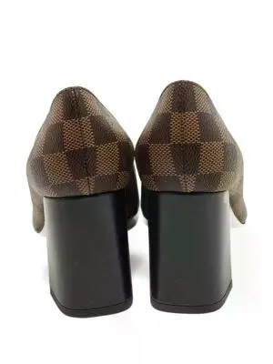 LOUIS VUITTON Madeleine Damier Ebene Canvas Block Heel Pumps