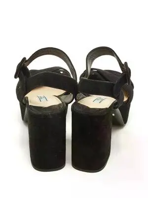 Prada Platform Ankle-strap Sandals - Black