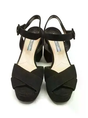 Prada Platform Ankle-strap Sandals - Black