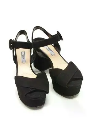 Prada Platform Ankle-strap Sandals - Black