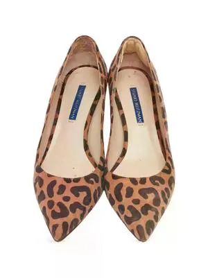 STUART WEITZMAN Leopard Print Suede Kitten Heel Pumps