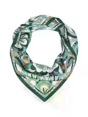 LANCEL Motif Floral Logo-print Silk Scarf