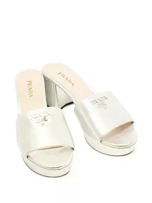 Prada Metallic Leather Platform Sandals