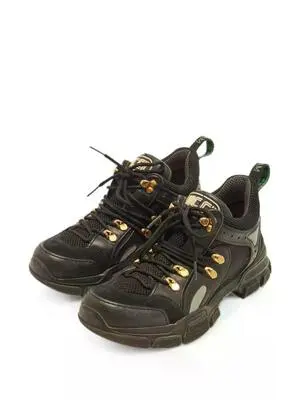 Gucci Flashtrek Lace-up Sneakers With Gold-tone Hardware
