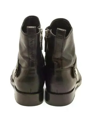 Fendi Leather Buckled Lace-up Combat Boots
