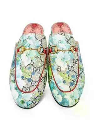 Gucci Princetown Gg Blooms Canvas Mules